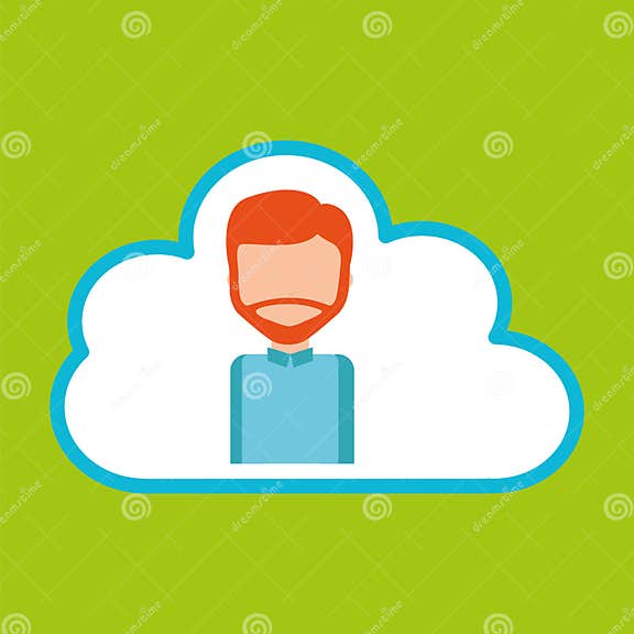 Cloud Computing Character Man Stock Vector - Illustration of global ...