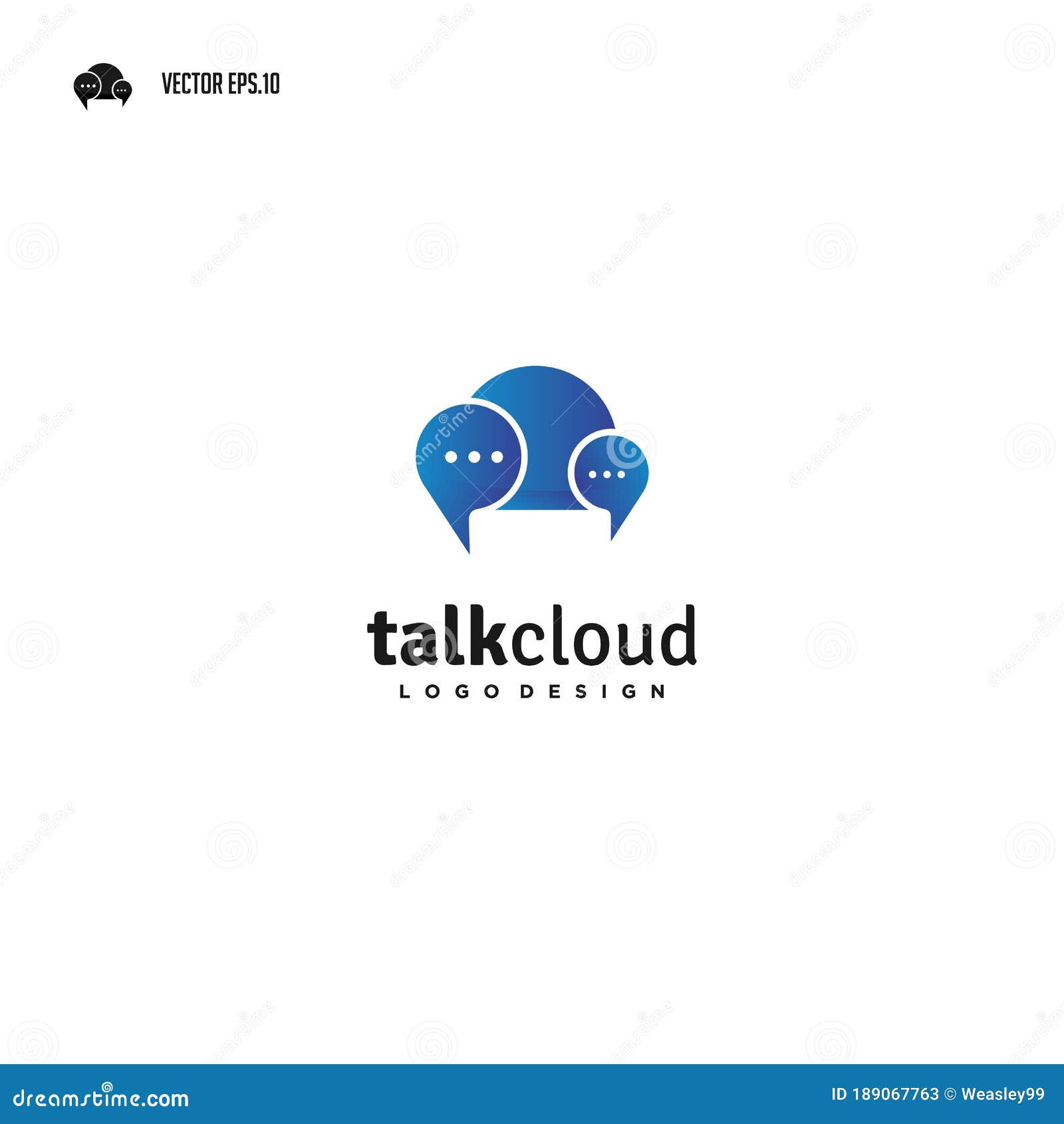 Cloud Computing with Chat Talk Logo Design Stock Vector - Illustration ...