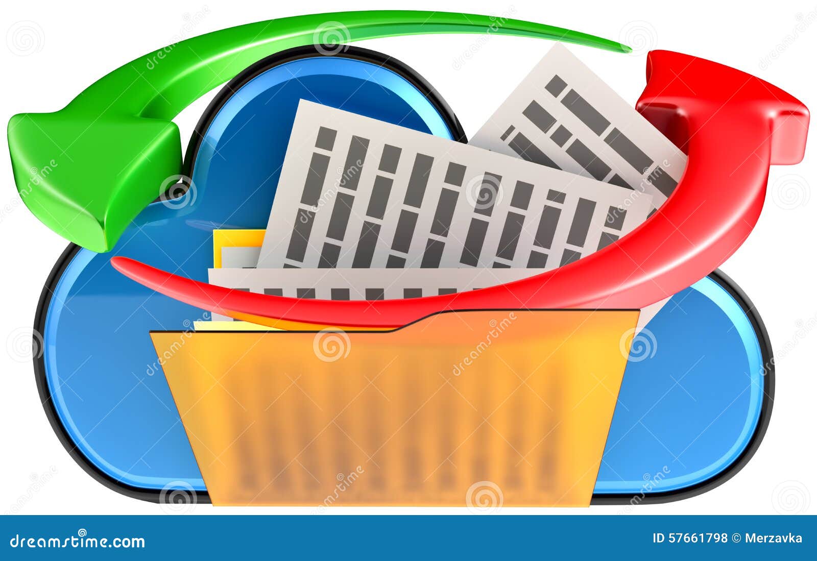 Cloud Computing and Circulation Digital Documents Stock Illustration ...