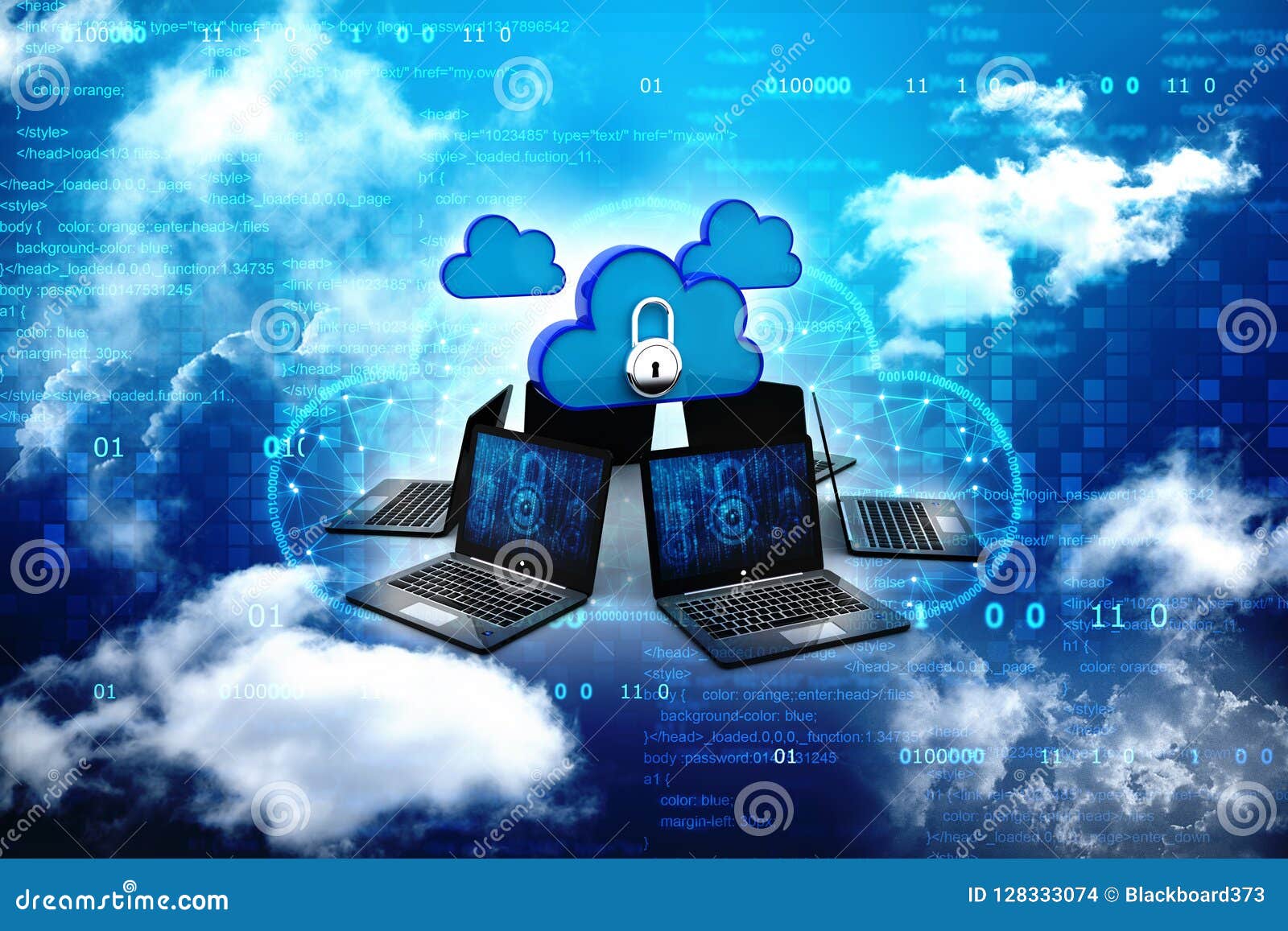 Cloud Computing, Cloud with Computer in Abstract Technology Background ...