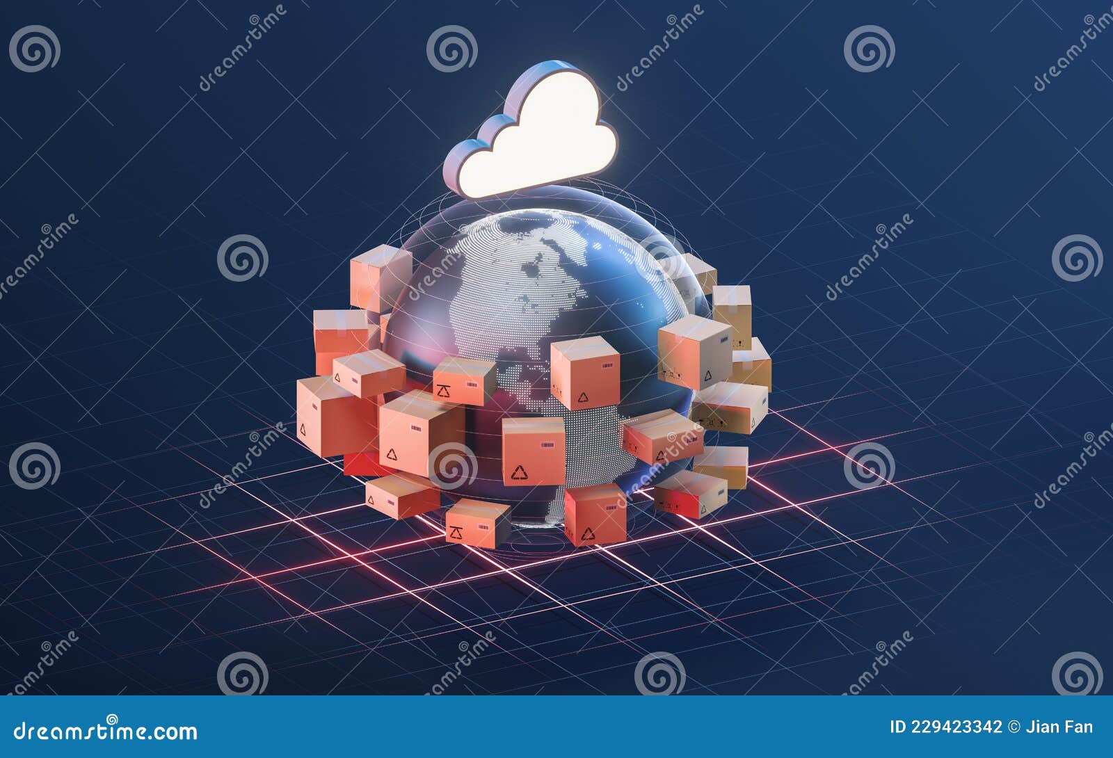 Cloud Computing and Commodity Logistics, 3d Rendering Stock ...