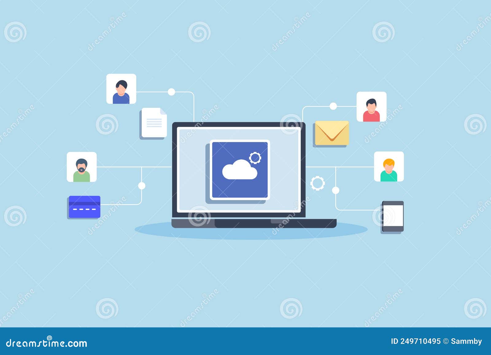 Cloud Computing Communication Network Data Connection People Database ...