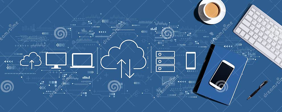 Cloud Computing with Computer Keyboard and Office Items Stock ...