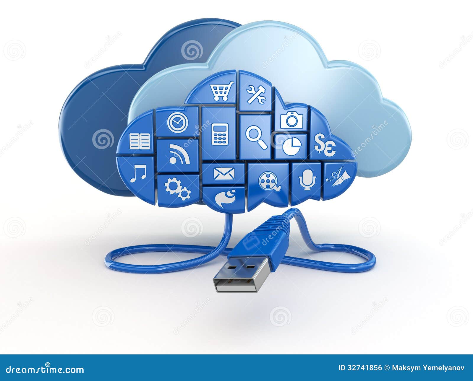 Cloud Computing Concept. Apps and Usb Stock Illustration - Illustration ...