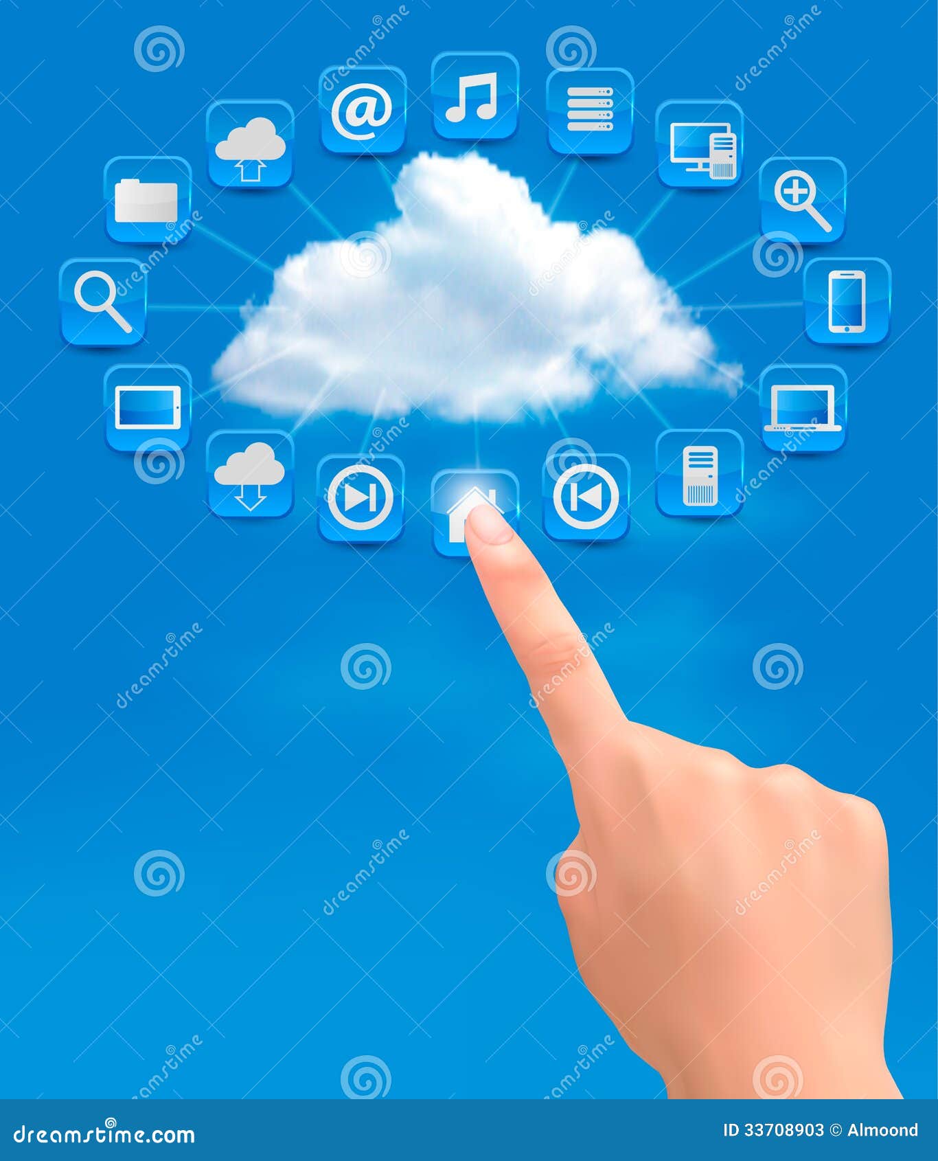 Cloud Computing Concept Background with Hand. Stock Vector - Illustration of computing, cloud ...