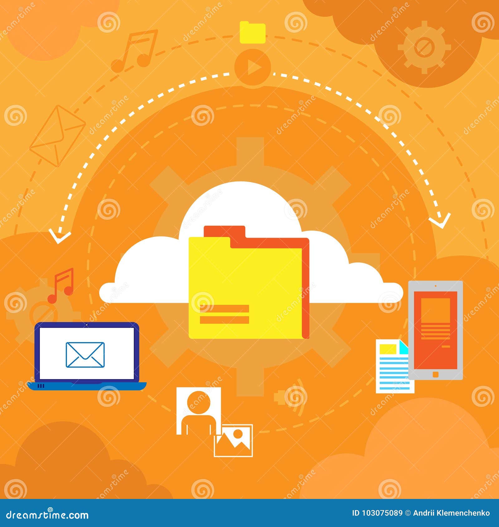 Cloud Computing Concept Background with Icons. Vector Illustration ...