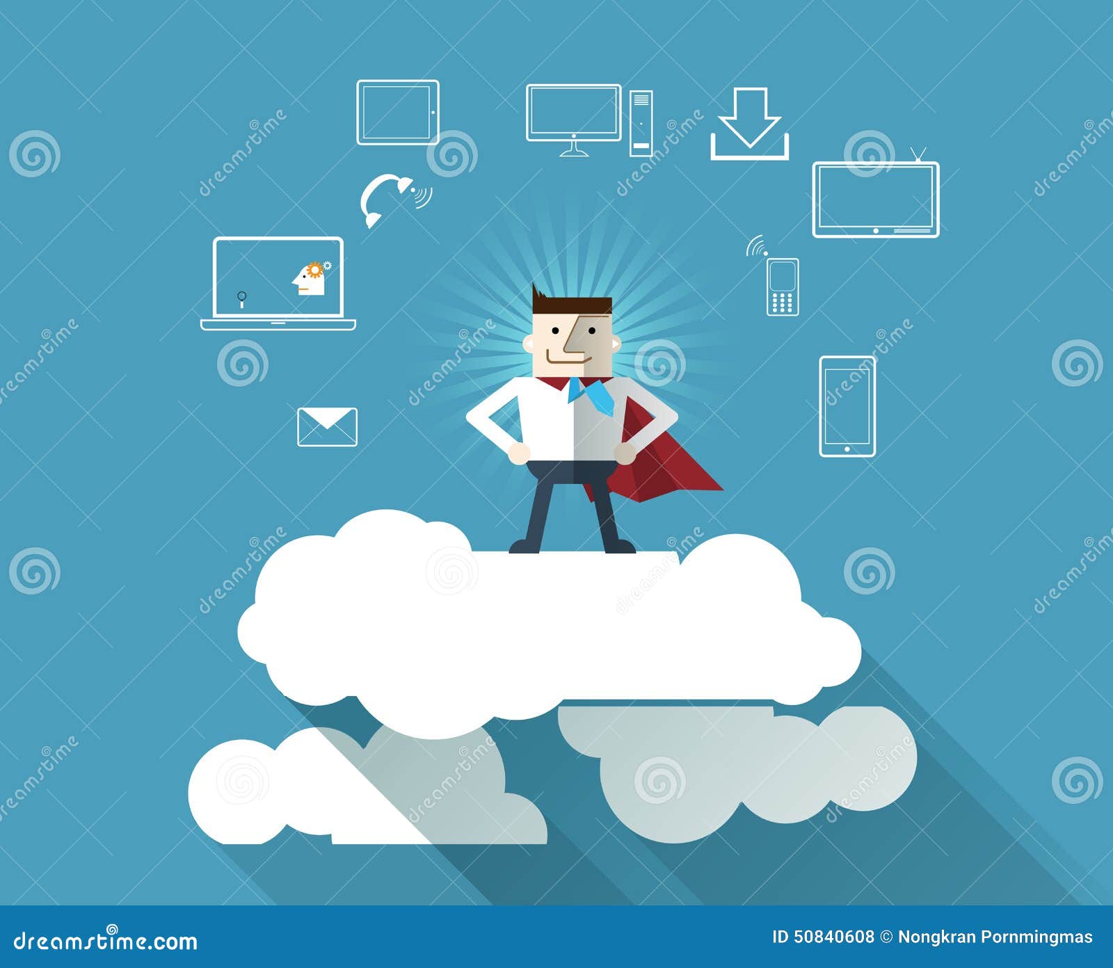 Superhero Businessman In Black Suit With Many Thumbs Up And Clapping ...