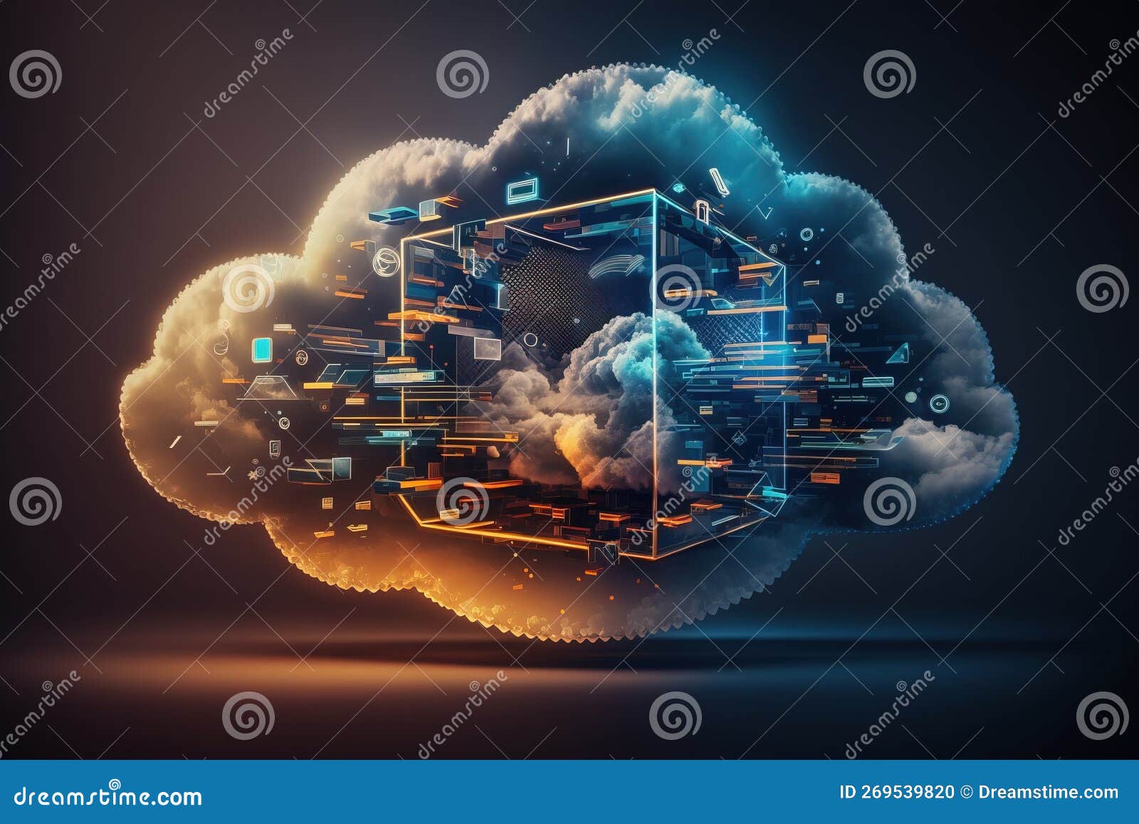 Cloud Computing Technology Concept Image Background Stock Illustration ...