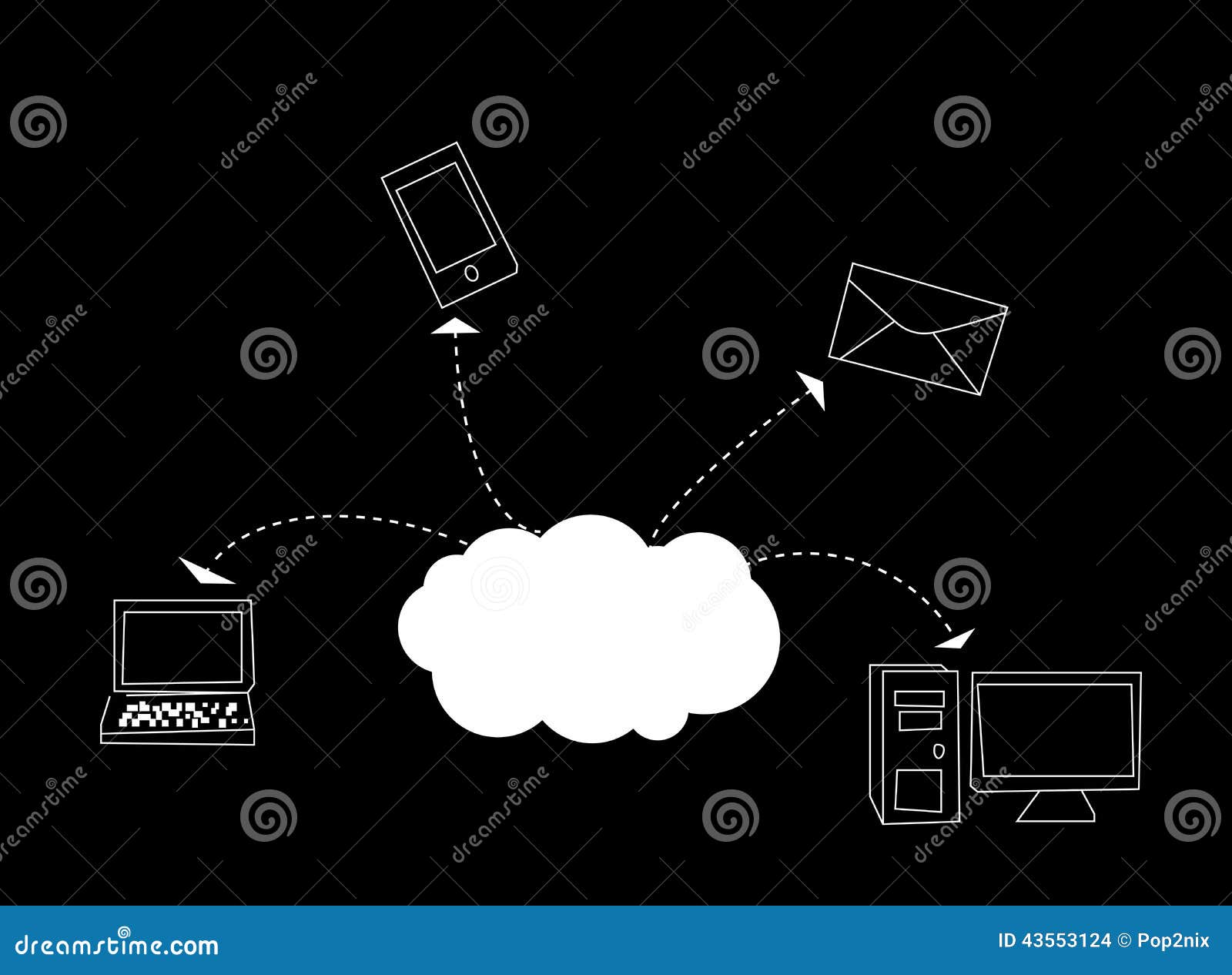 Cloud Computing Concept on Black Background. Stock Vector ...