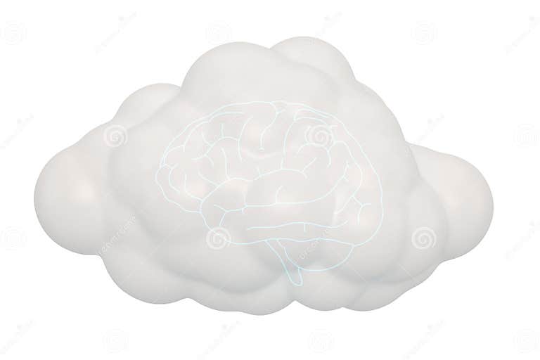 Cloud Computing Concept Cloud Brain Icon Isolated on White Background ...