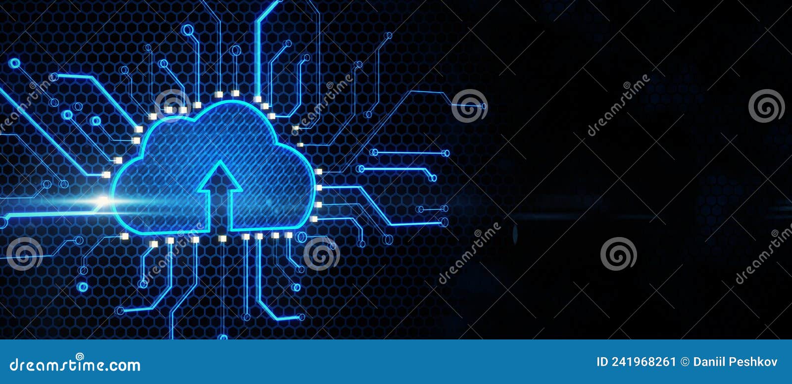 Cloud Computing Concept with Bright Digital Cloud Icon with Arrow ...