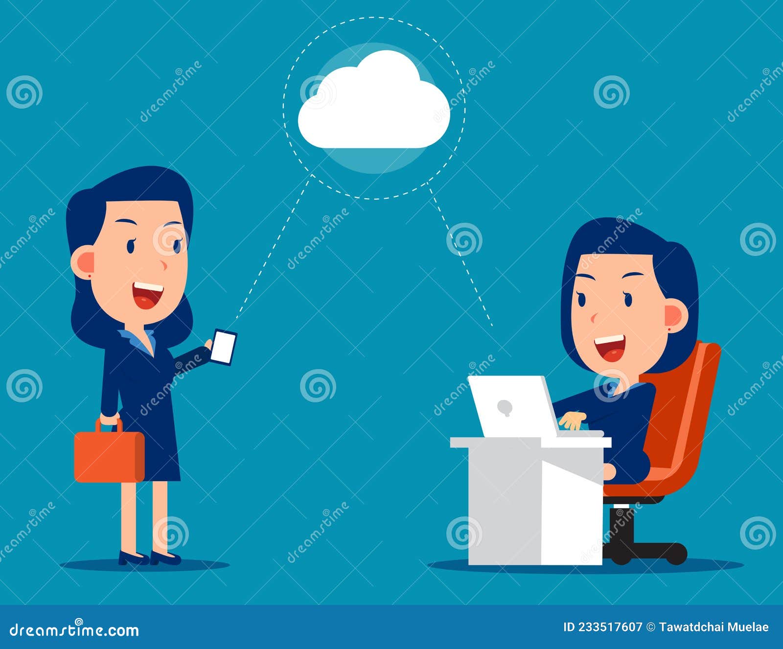Cloud Computing Concept. Business Cartoon Vector Illustration Stock ...