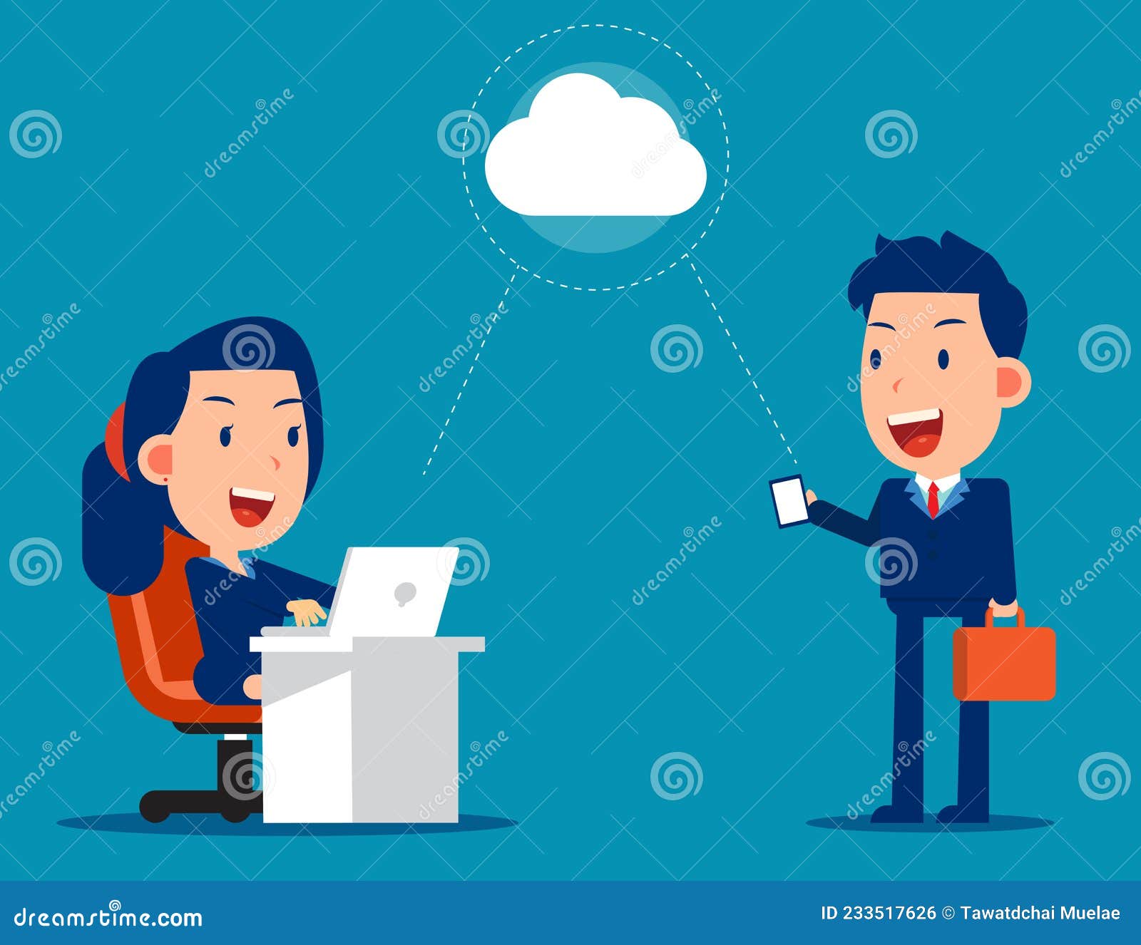 Cloud Computing Concept. Business Cartoon Vector Illustration Stock ...