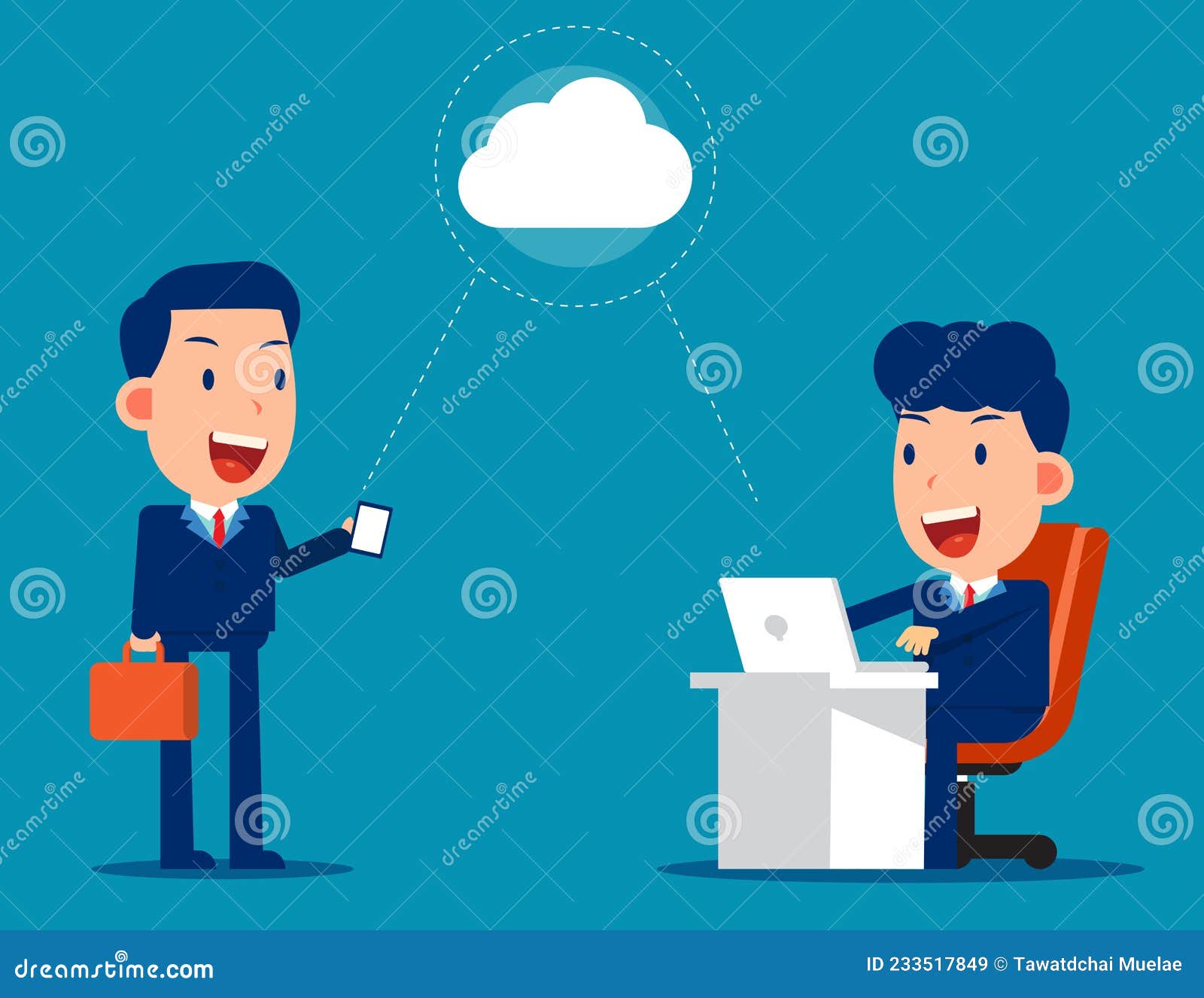 Cloud Computing Concept. Business Cartoon Vector Illustration Stock ...