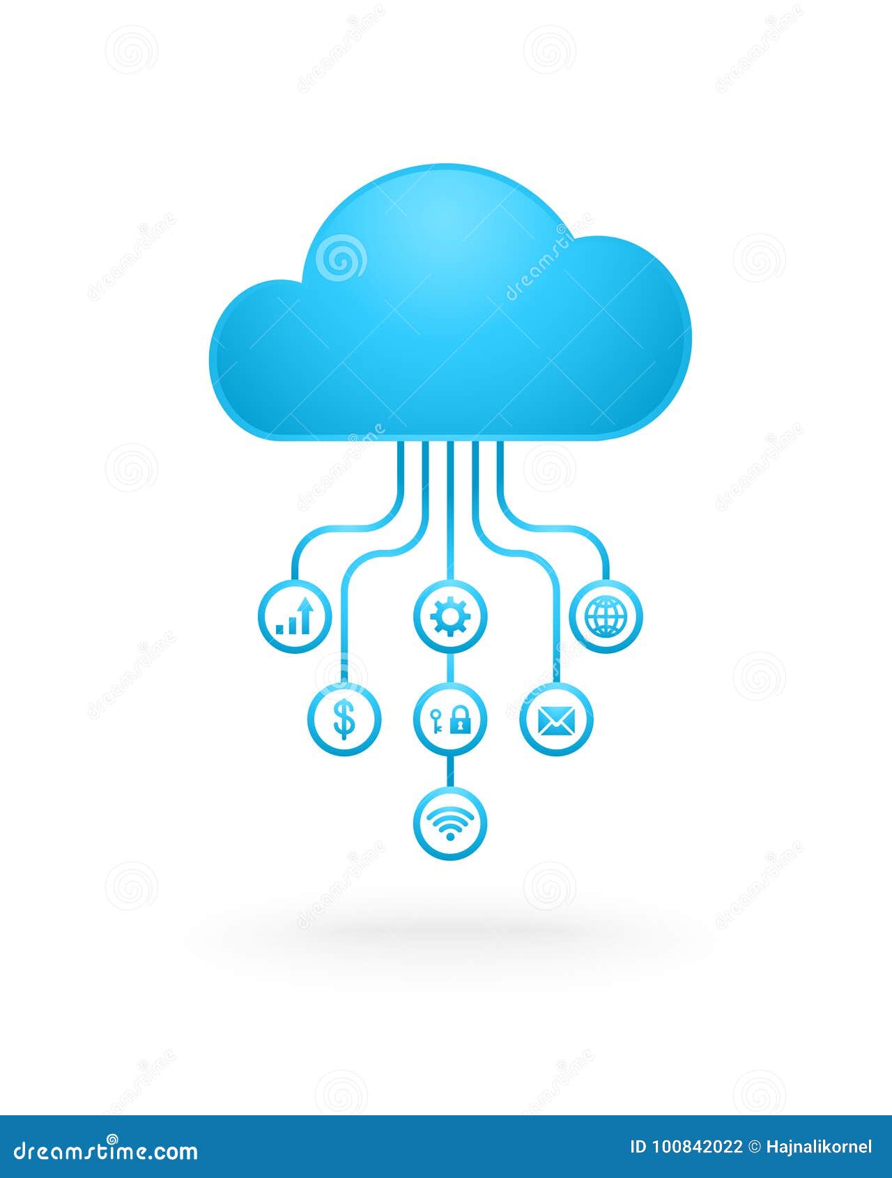 Cloud Computing Concept with Business Icons Stock Vector - Illustration ...