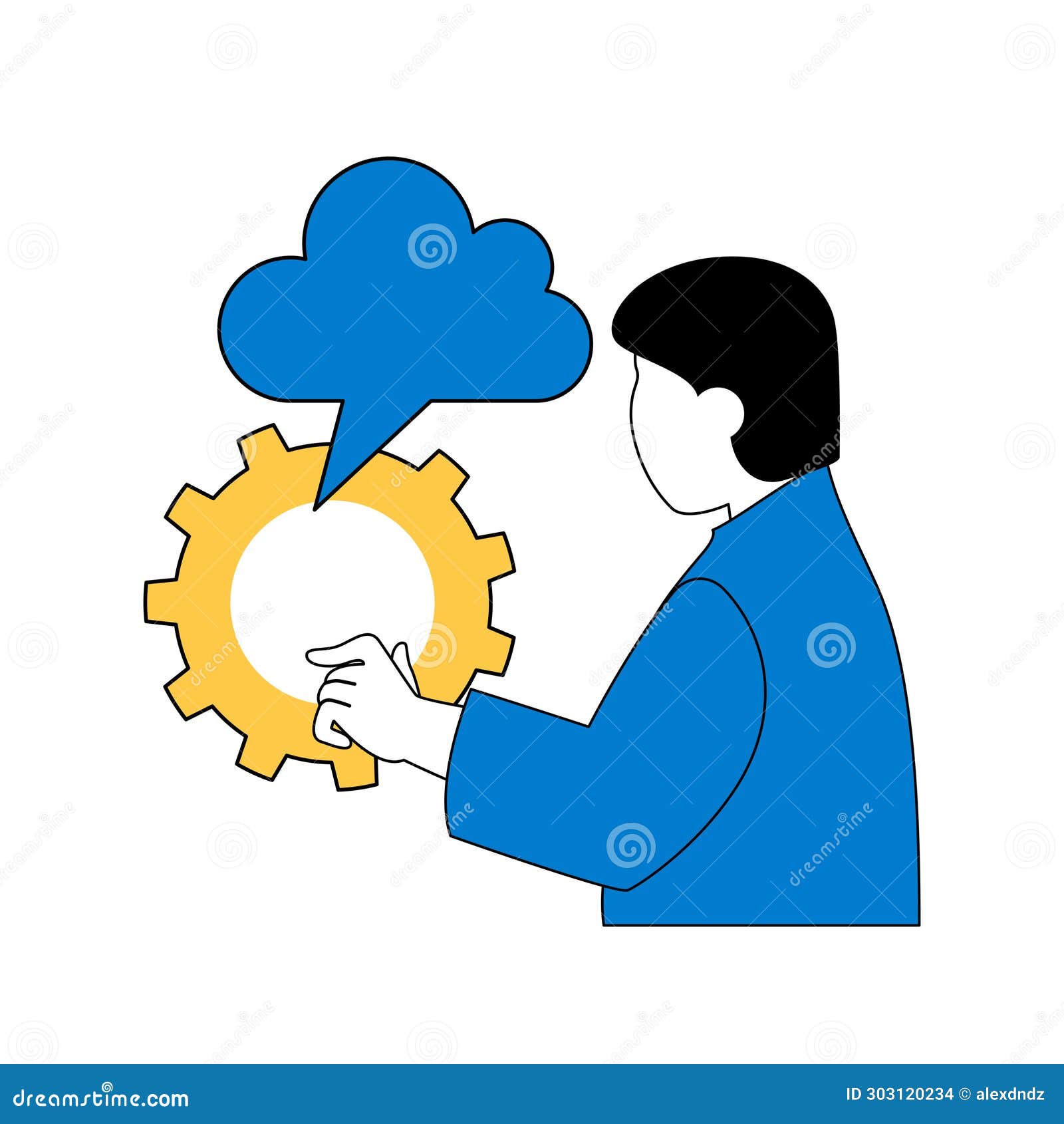 Cloud Computing Concept with Cartoon People in Flat Design for Web ...