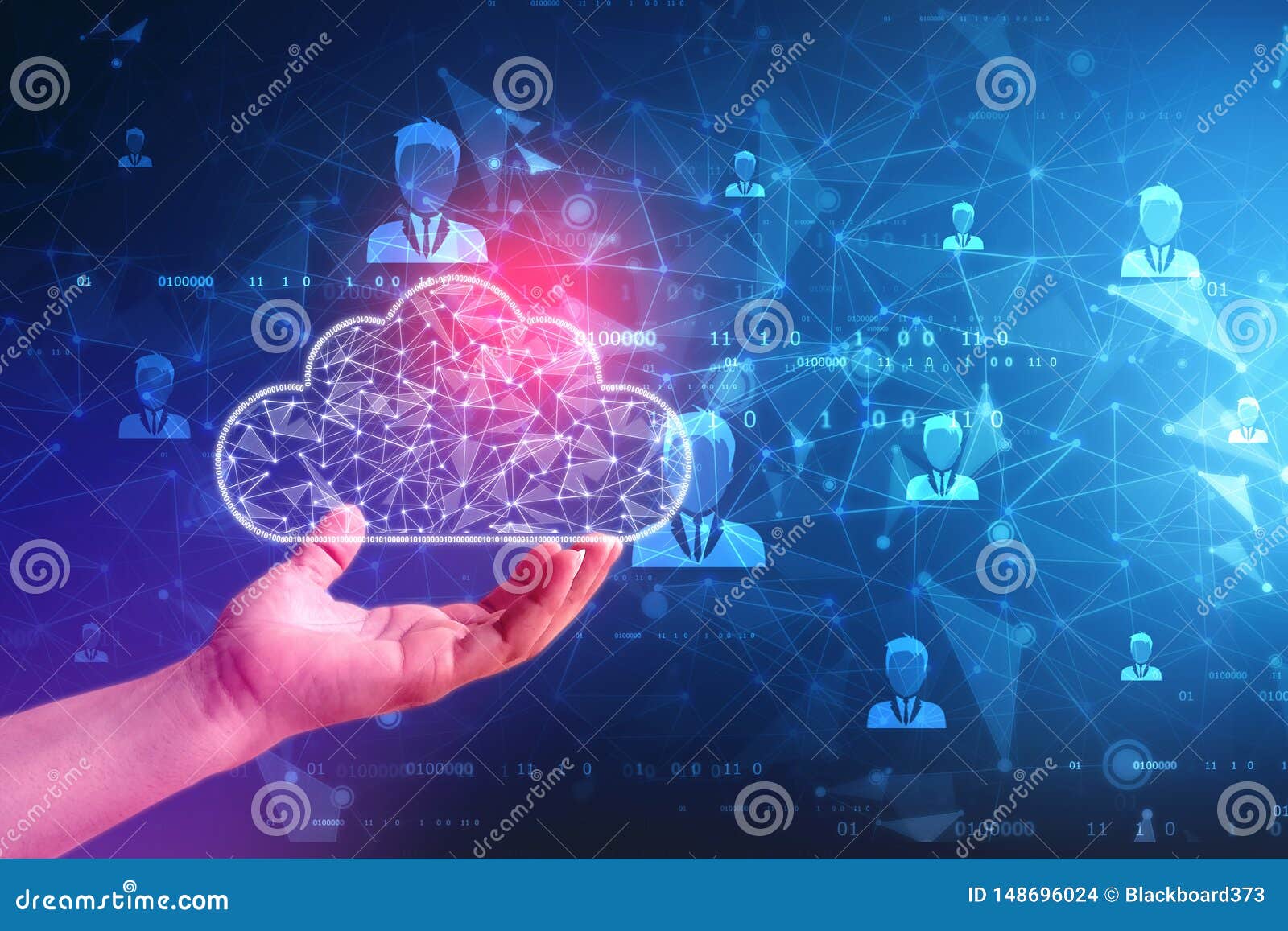Businessman Hand Holding Cloud Computing Concept in Technology ...