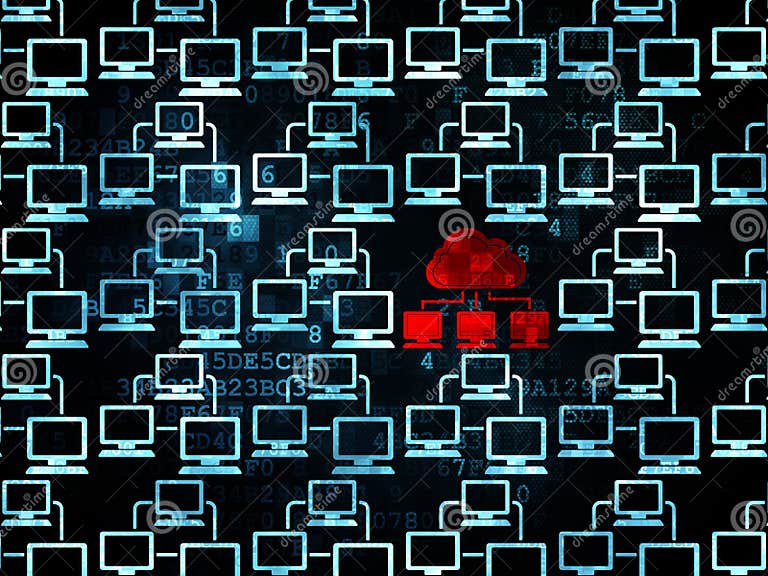 Cloud Computing Concept: Cloud Network Icon on Stock Illustration ...