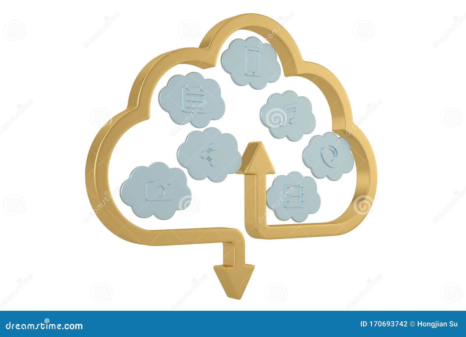 Cloud Computing Concept, Cloud Symbol Isolated on White Background. 3D ...