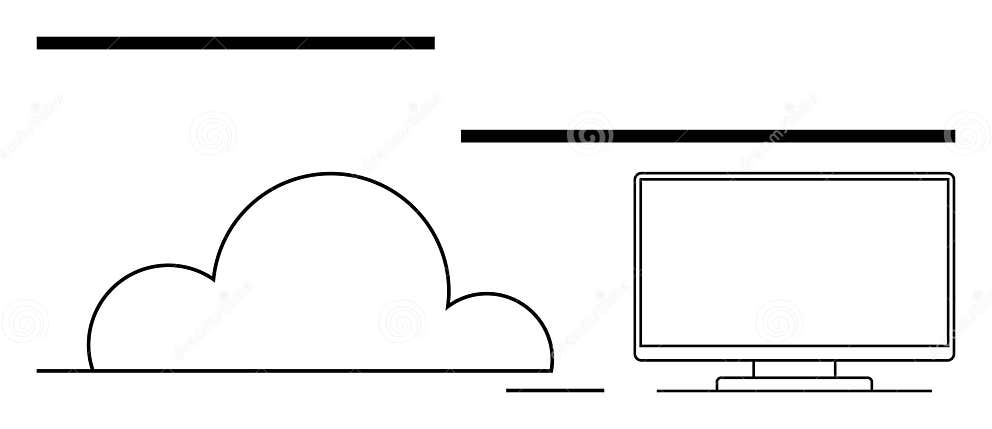 Cloud Computing Concept With Computer Monitor Highlighting Data Storage And Access Stock Vector