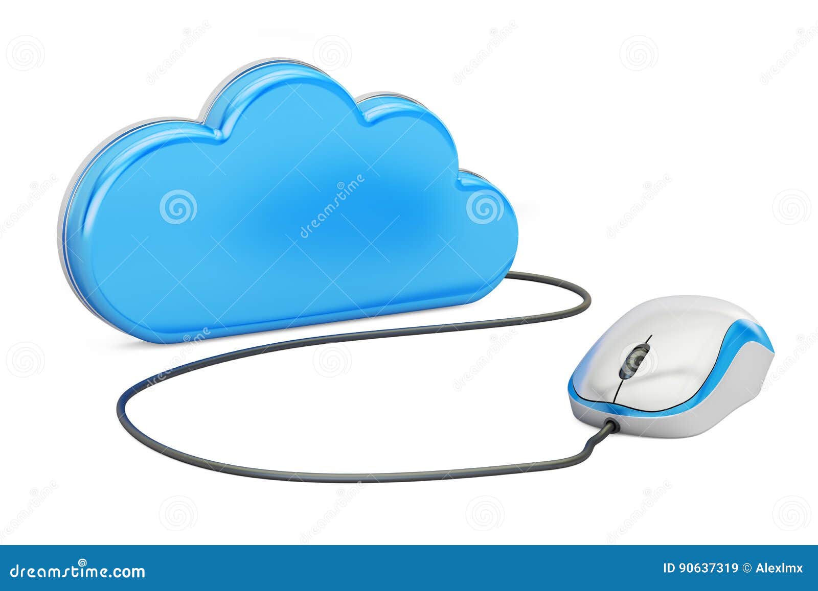 Cloud Computing Concept with Computer Mouse, 3D Rendering Stock ...