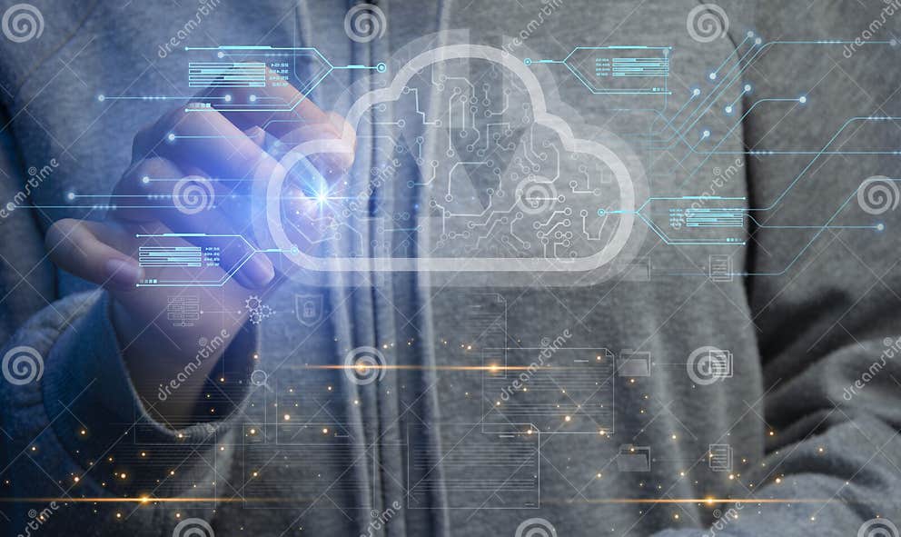 Cloud Computing Concept - Connect Device To Cloud Business Man or ...