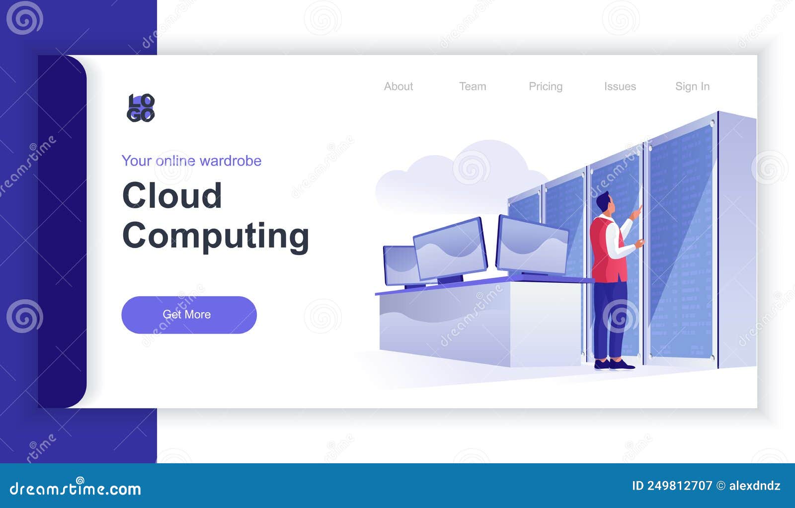 Cloud Computing Concept 3d Isometric Web Banner with People Scene Stock ...