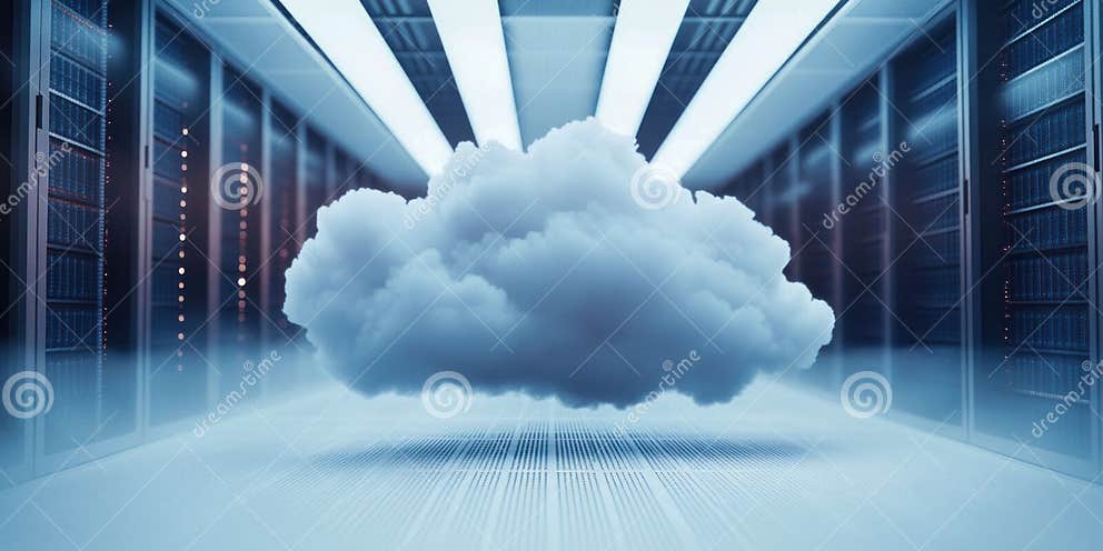 Cloud Computing Concept in Data Center Environment Stock Illustration ...