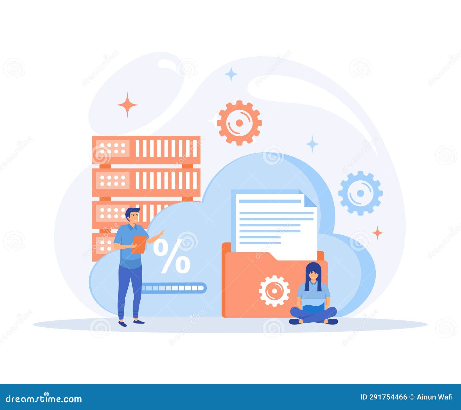 Cloud Computing Concept, Data Center, File Management, Cloud Storage Stock Vector - Illustration ...
