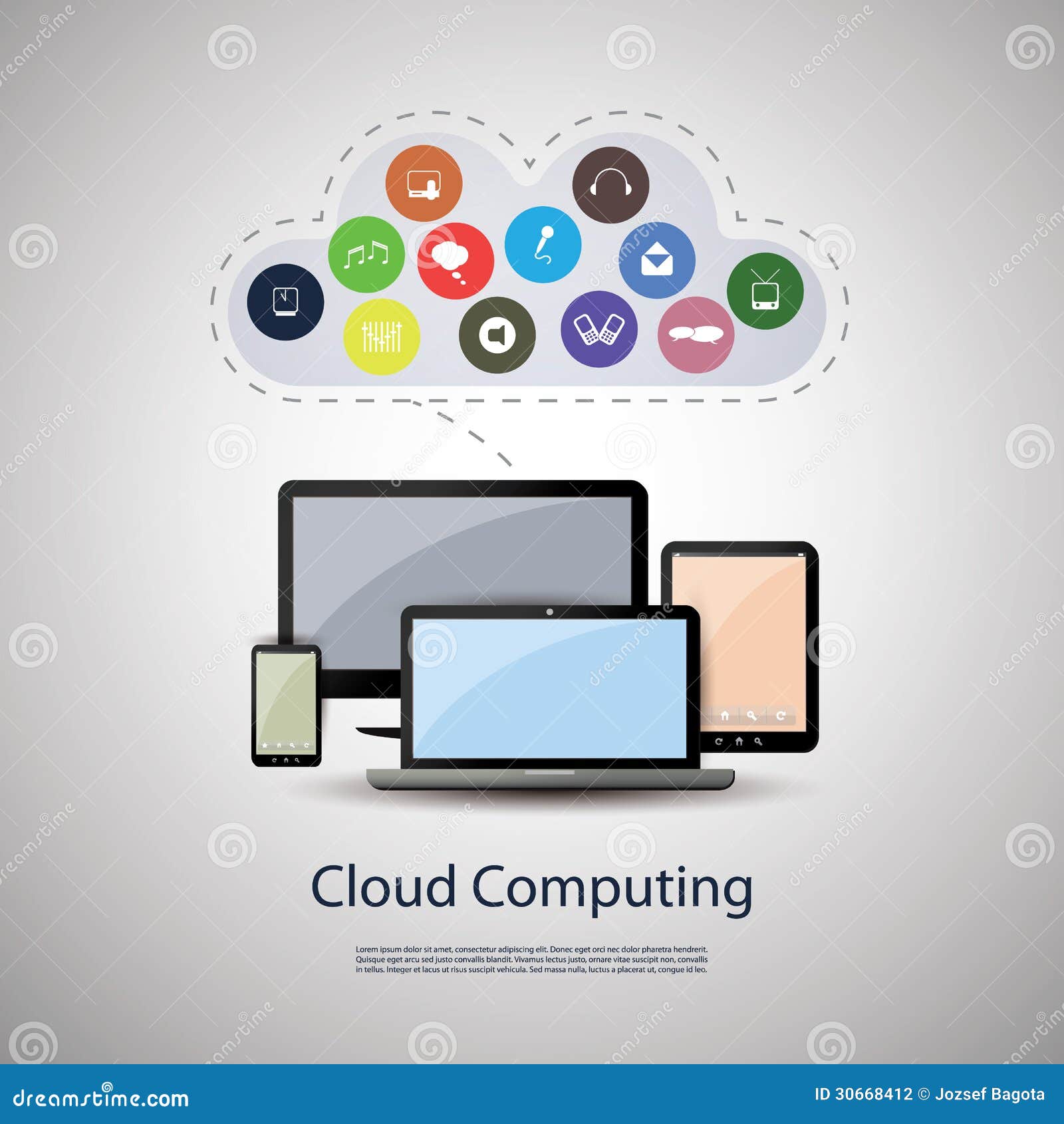 Cloud Computing Concept Design Stock Vector - Illustration of client ...