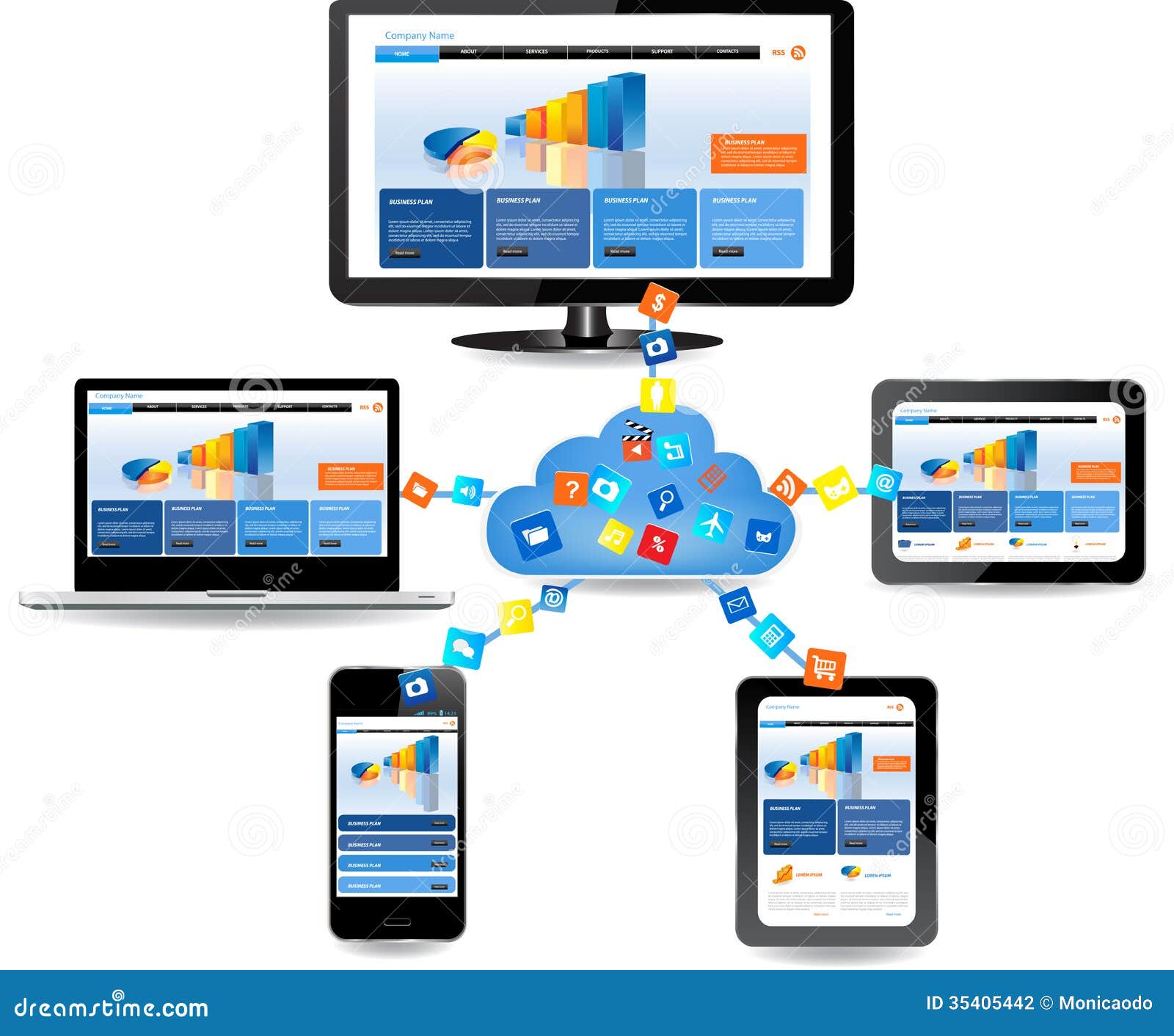 Cloud Computing Concept Design Stock Vector - Illustration of internet ...