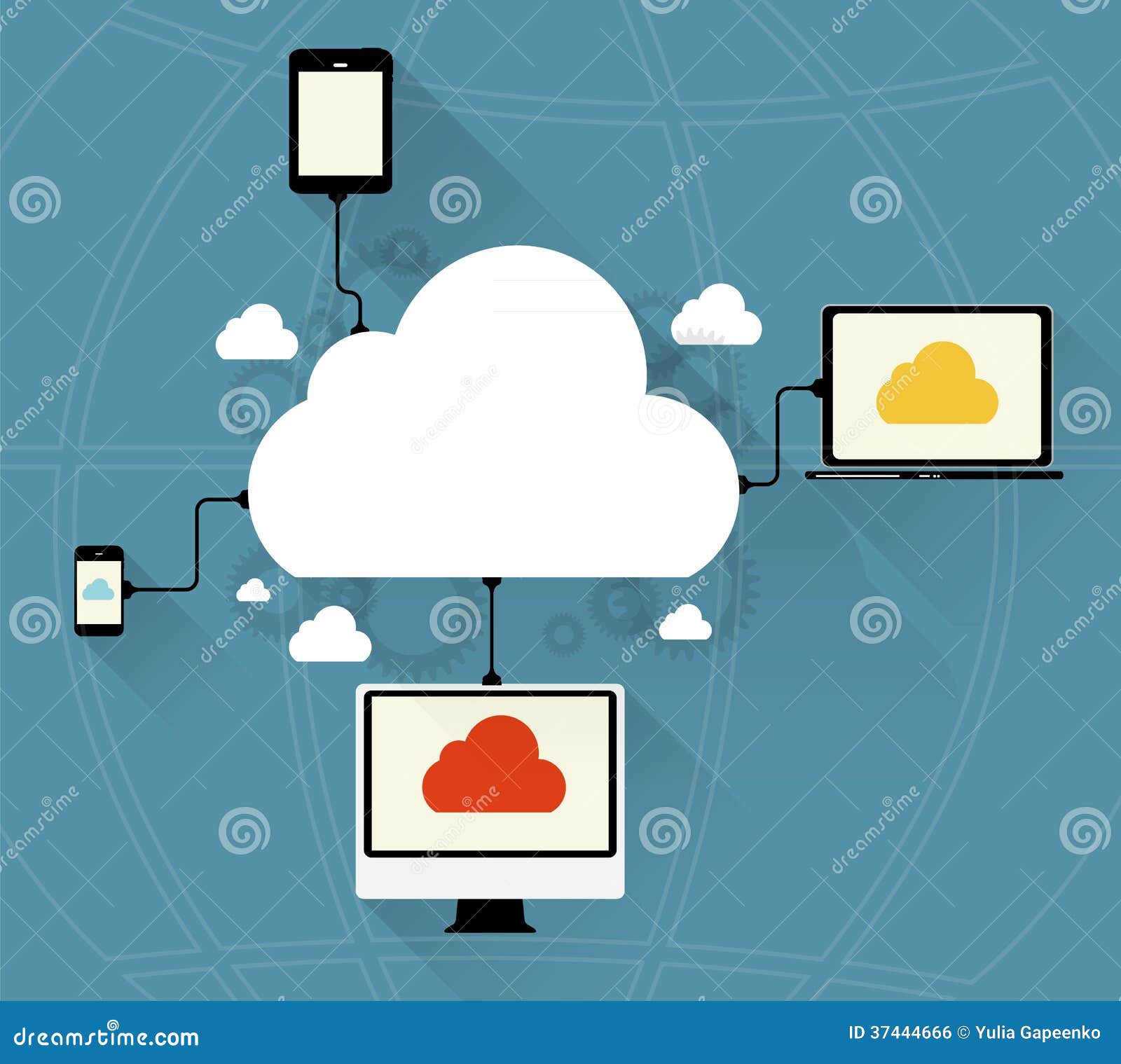 Cloud Computing Concept on Different Electronic Stock Vector ...