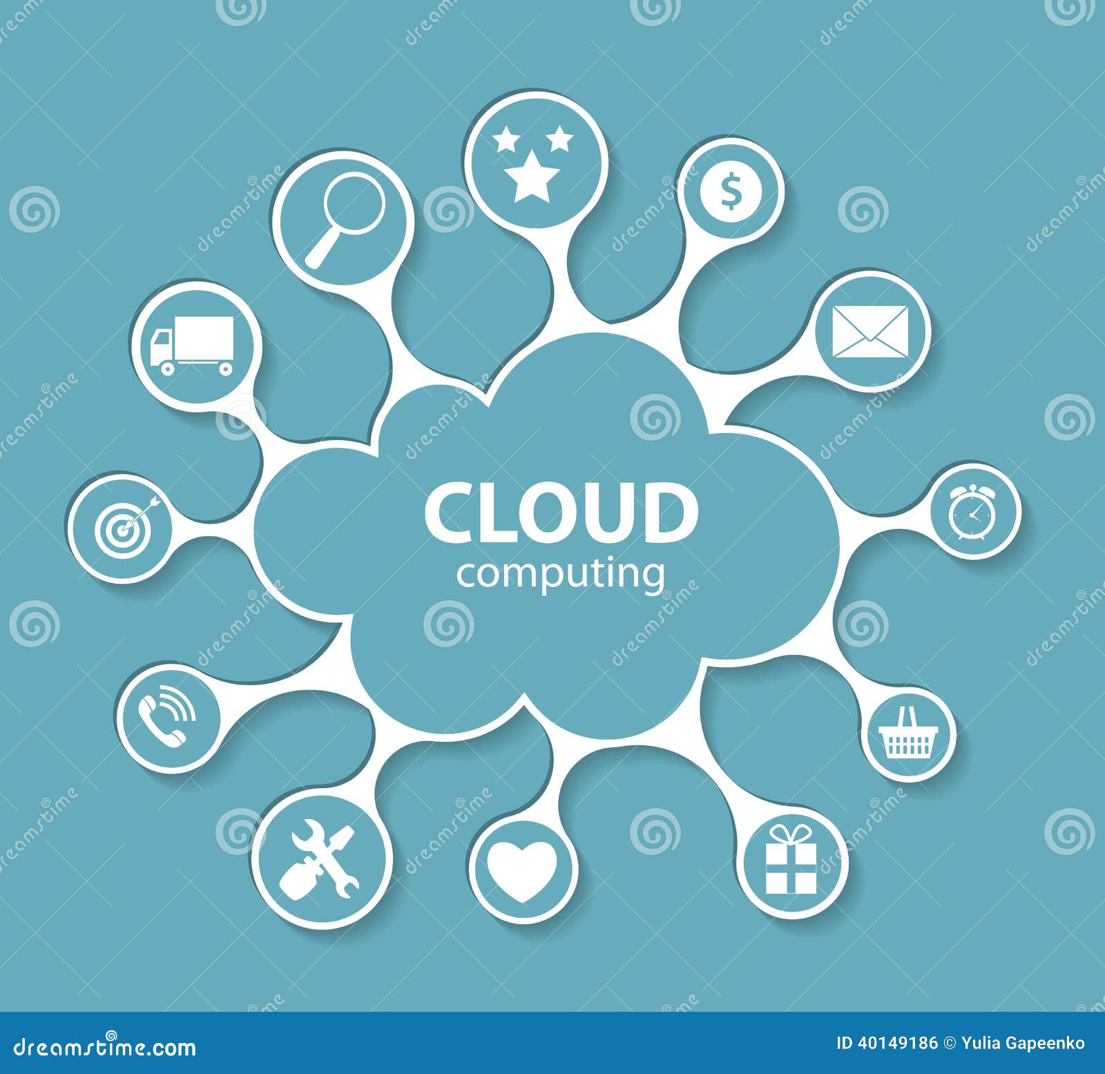 Cloud Computing Concept on Different Electronic Devices. Vector Stock ...