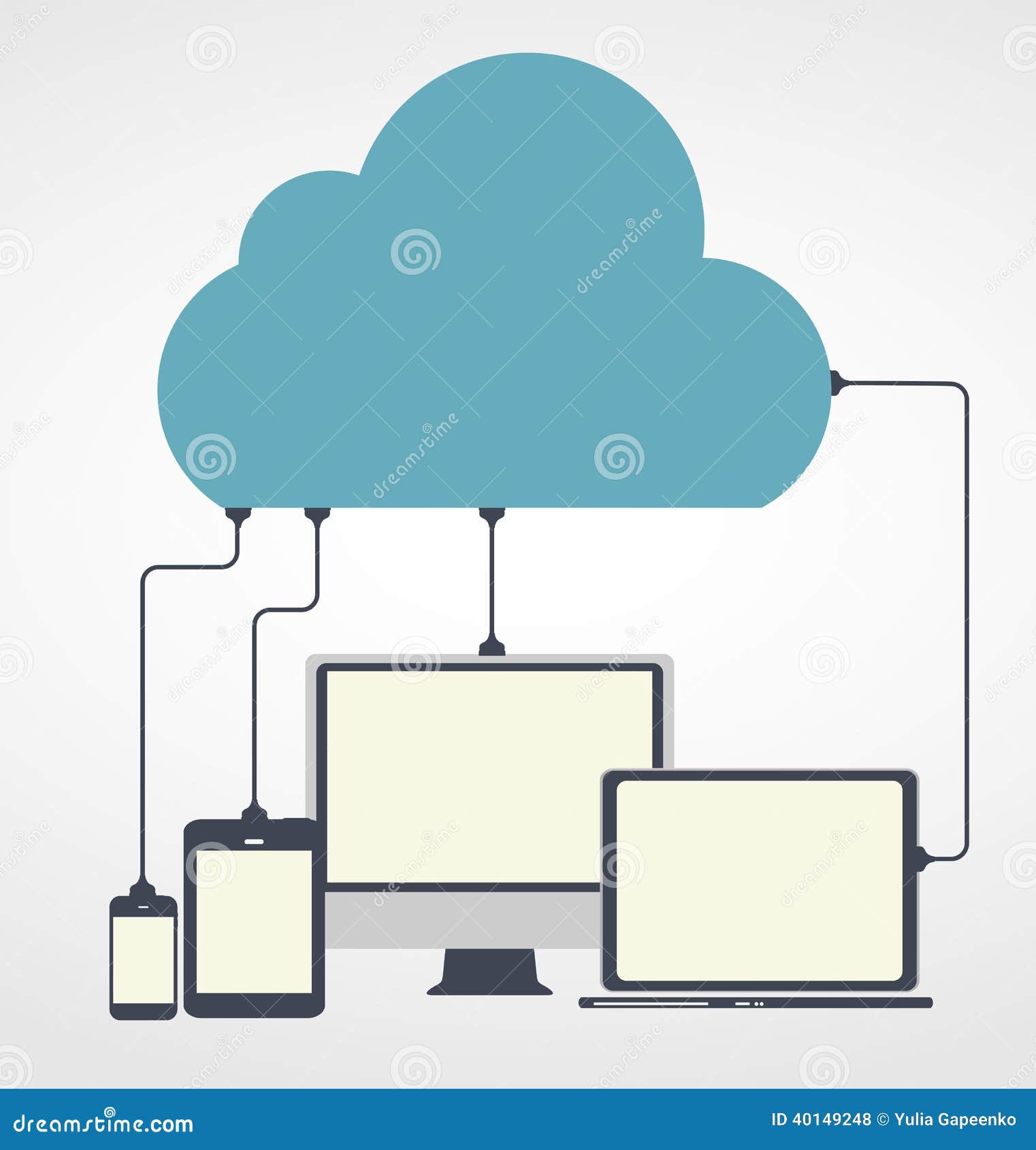 Cloud Computing Concept on Different Electronic Devices. Vector Stock ...
