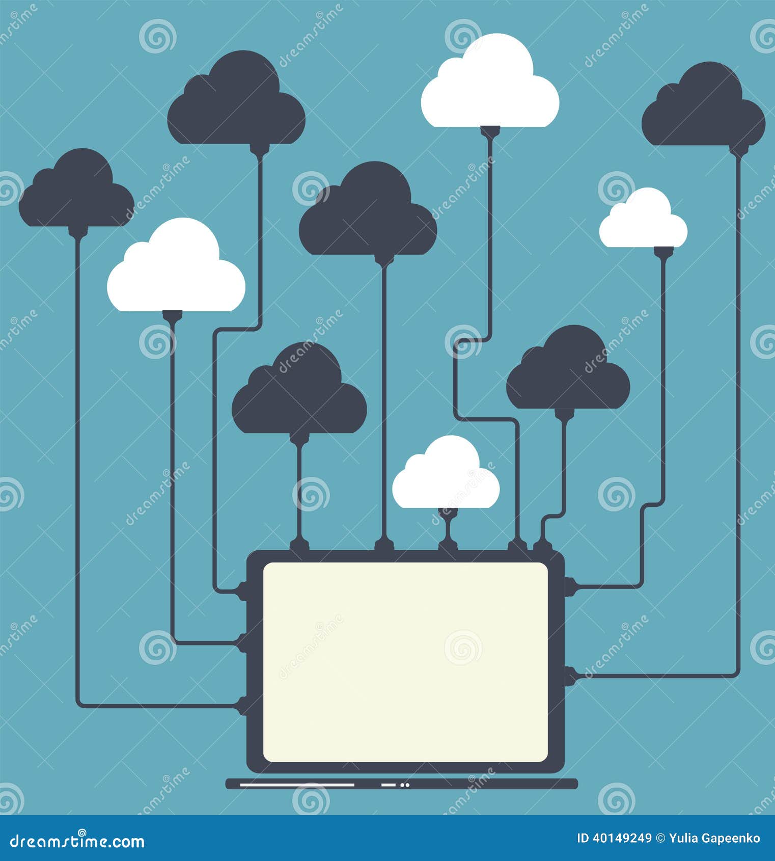 Cloud Computing Concept on Different Electronic Devices. Vector Stock ...