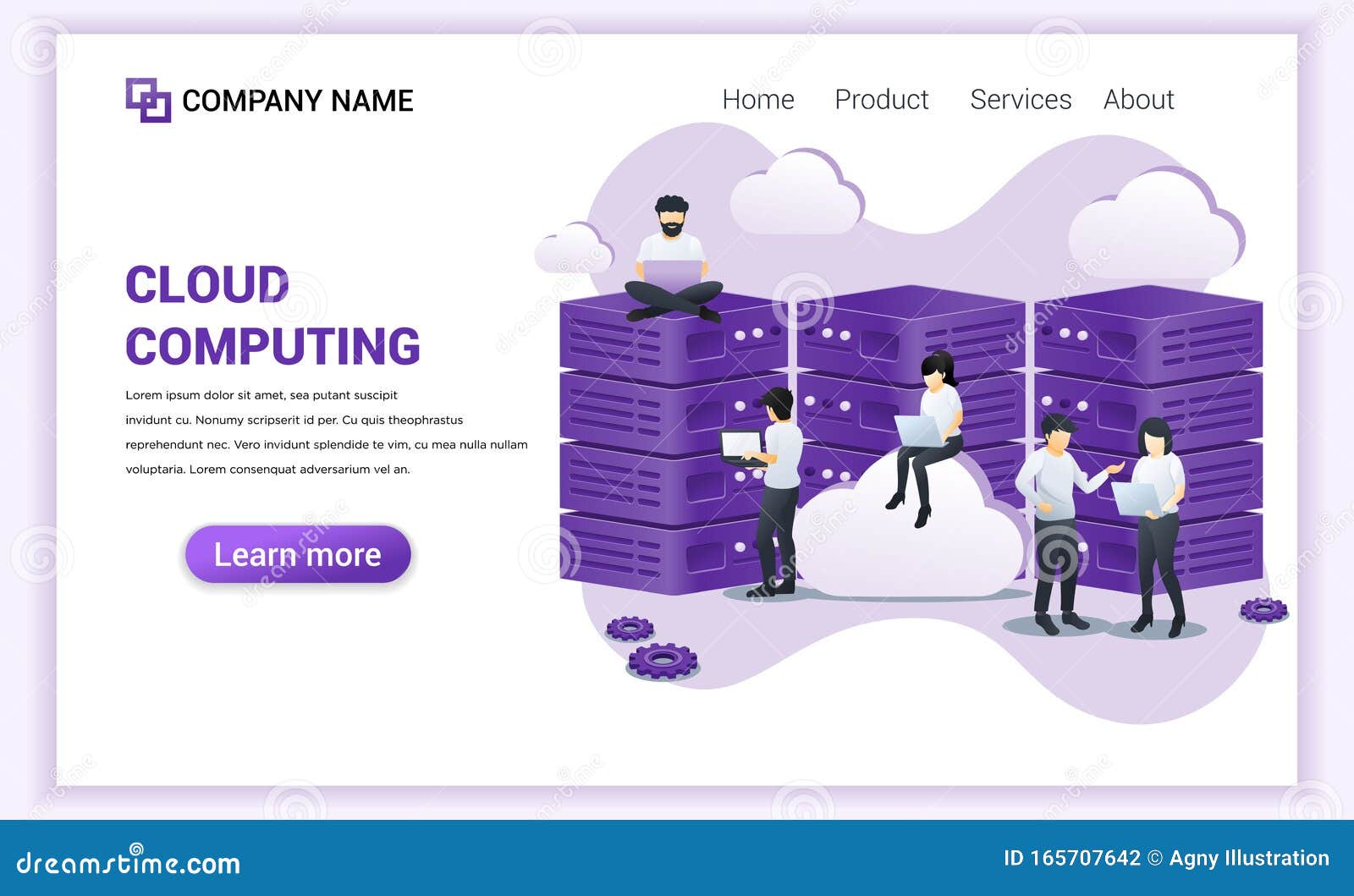 Cloud Computing Concept. Digital Storage, Data Center. People Working ...