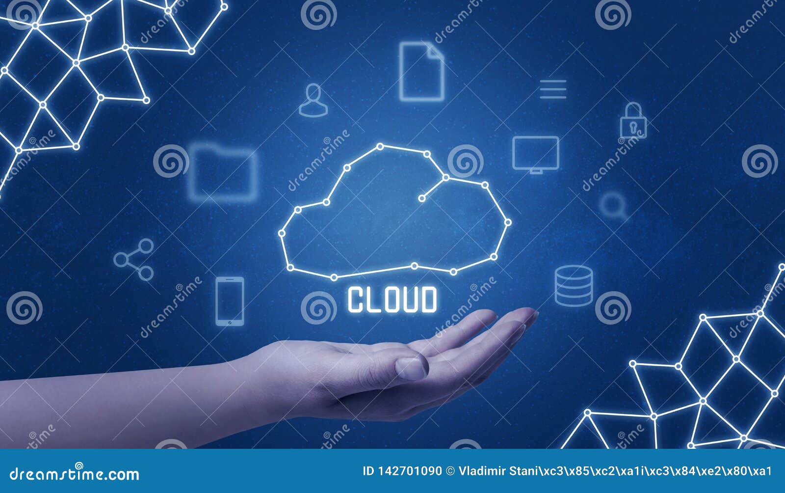 Cloud Computing Concept with Cloud Drawing in Hand Surrounded with ...