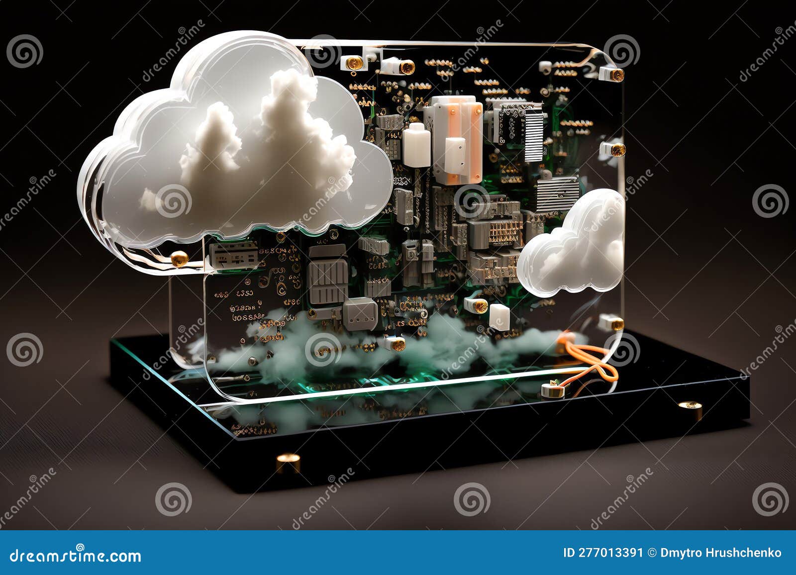 Cloud Computing Concept. Electronic Components Circuit Board in Shape ...