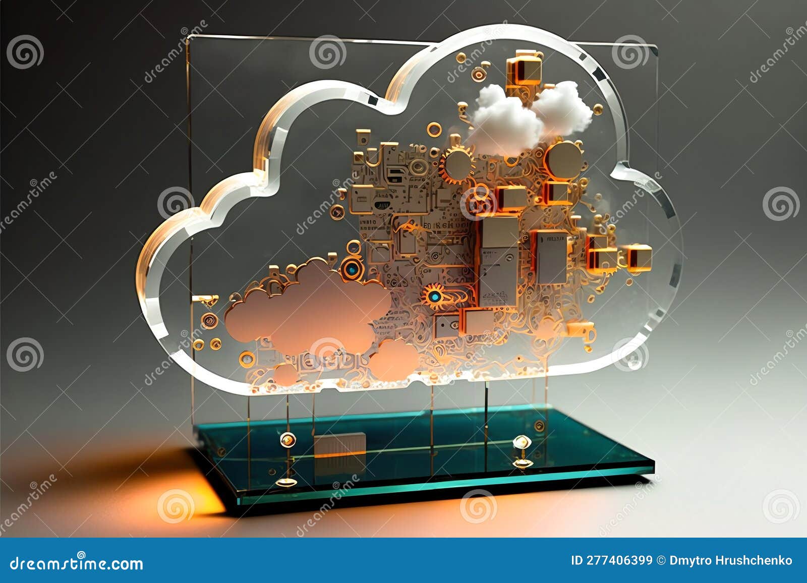 Cloud Computing Concept. Electronic Components Circuit Board in Shape ...