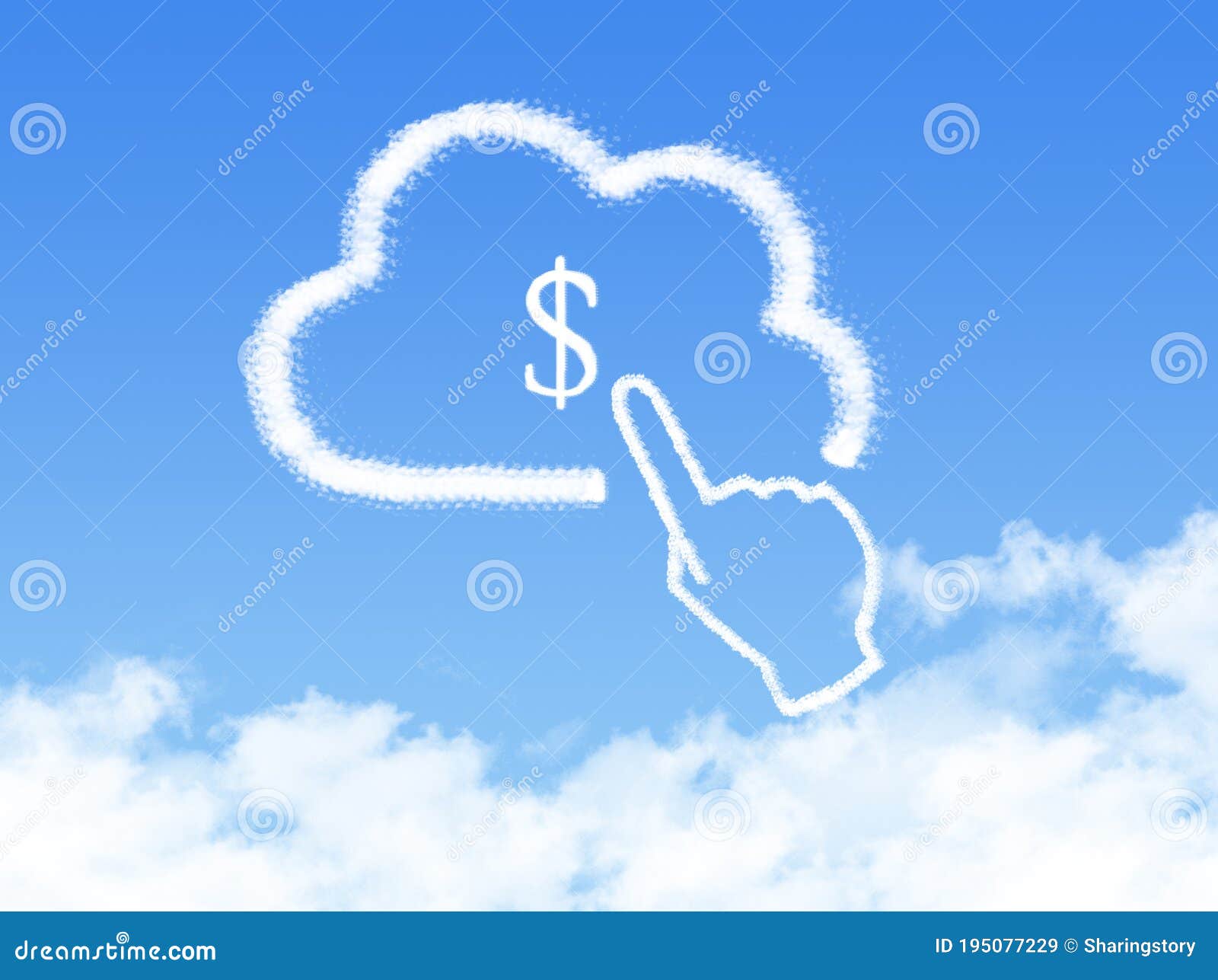 Cloud Computing Concept.finger Click Dollar Cloud Shape Stock ...