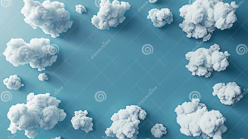 Cloud Computing Concept Frame Border Background with Blue Sky and White ...