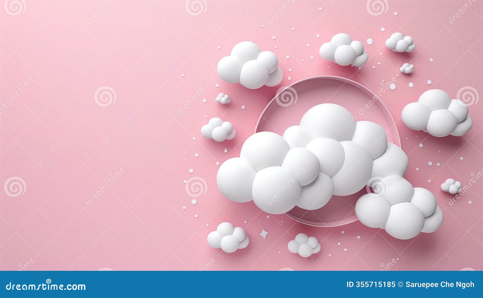 Cloud Computing Concept Frame Border Background with 3D White Clouds on ...