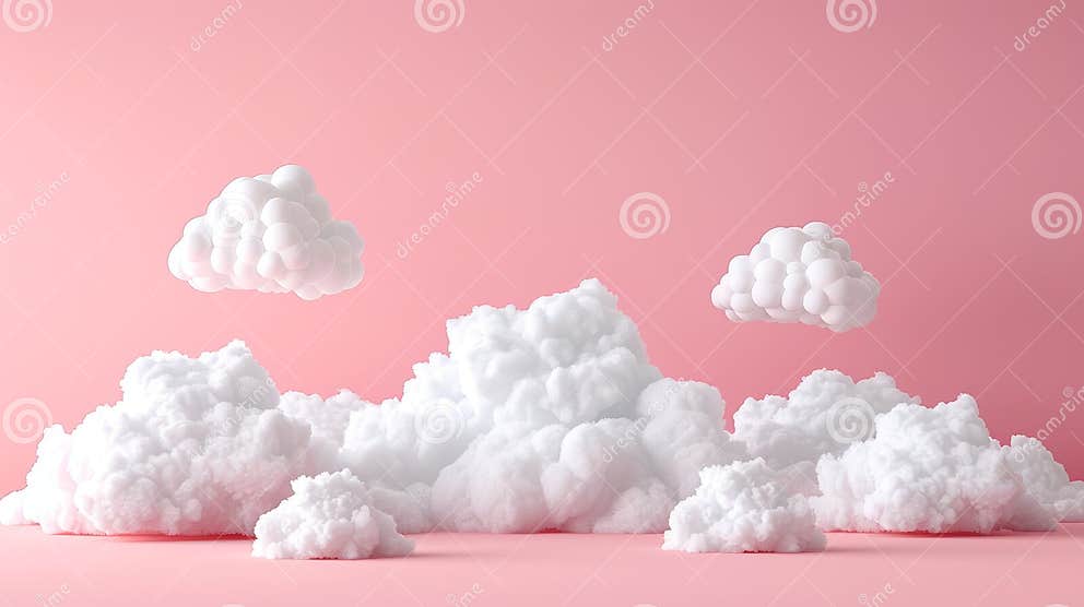 Cloud Computing Concept Frame Border Background with Fluffy Clouds on ...