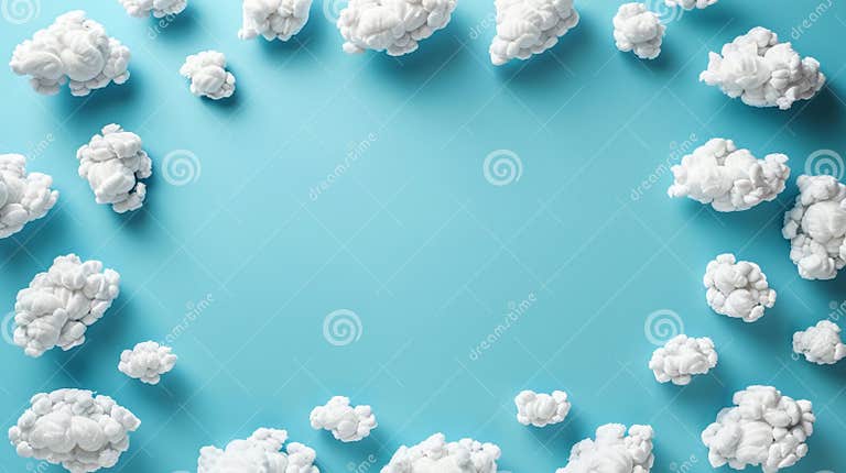 Cloud Computing Concept Frame Border Background with Fluffy White ...