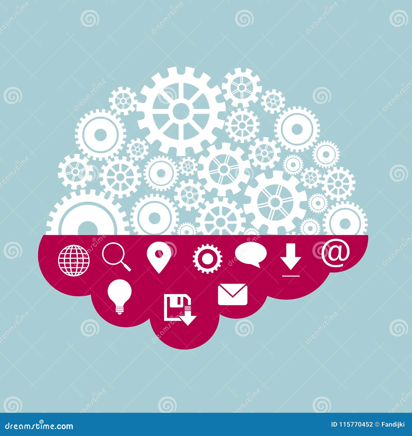 Cloud Computing Concept, Gear Set on the Clouds. Stock Vector - Illustration of engine, graphic ...