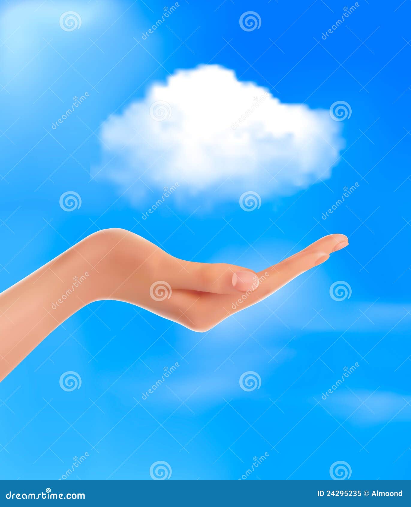 Cloud Computing Concept Hand with Blue Sky Stock Vector - Illustration ...
