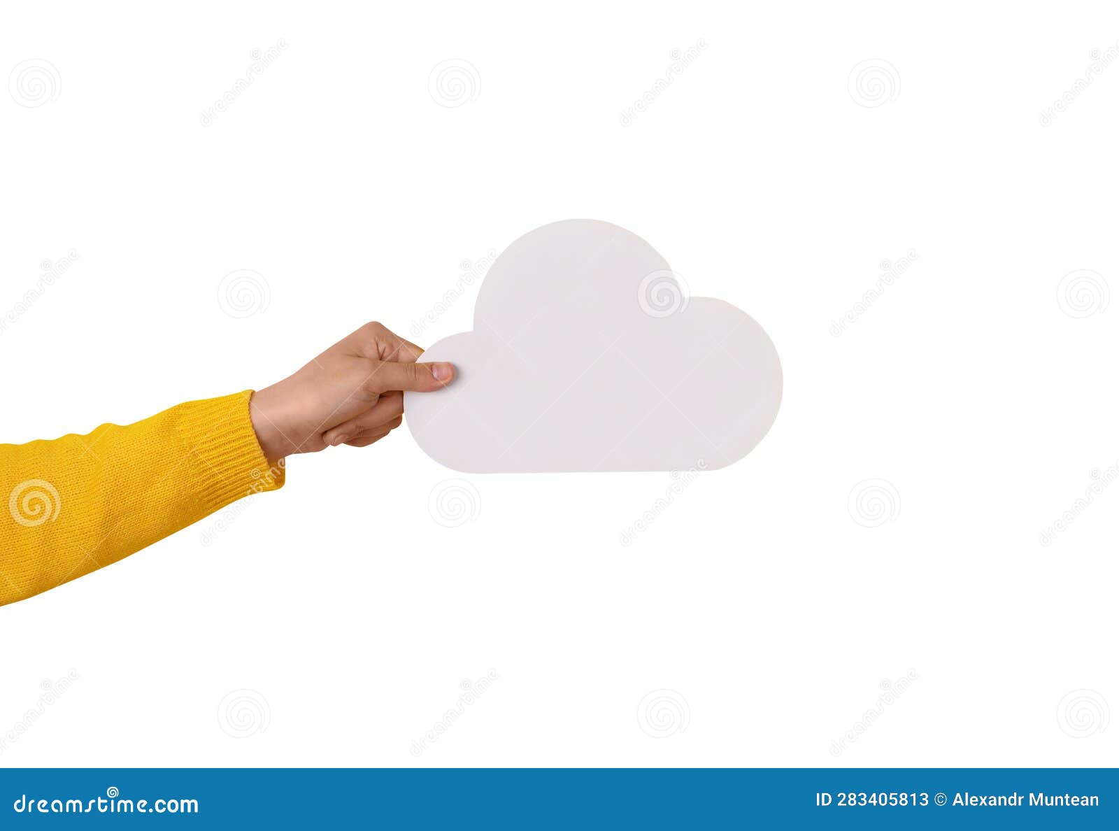 Cloud Computing Concept, Hand Holding Cloud Isolated on White ...