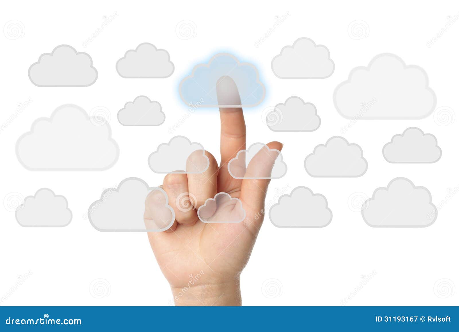 Cloud Computing Concept with Hand Stock Image - Image of flowchart ...