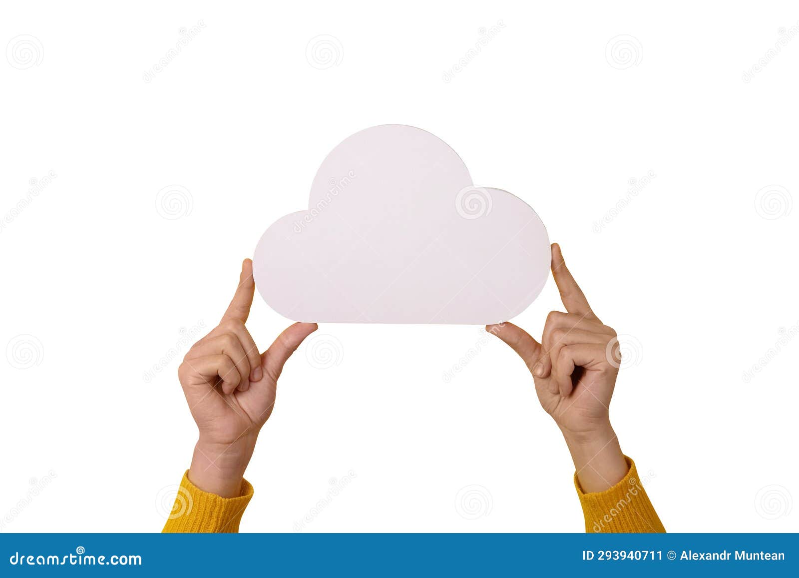 Cloud Computing Concept, Hands Holding Cloud Isolated on White ...