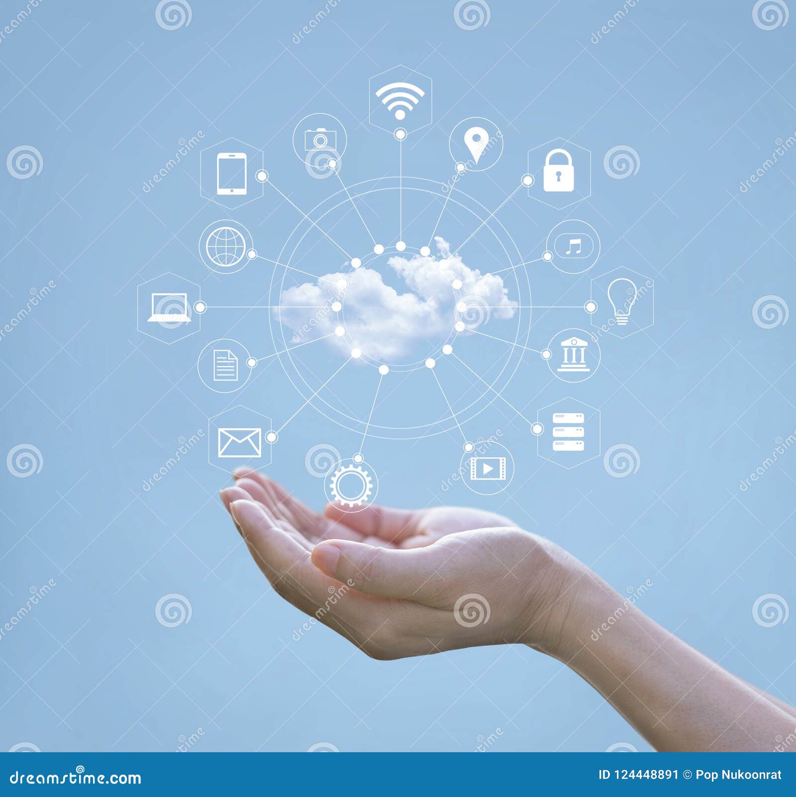 Human Hands Holding Cloud Computing and Icon Network Stock Image ...